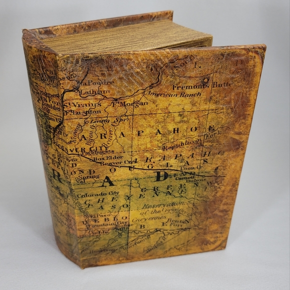 Unknown | Storage & Organization | Faux Book Storage Box Old World Map ...